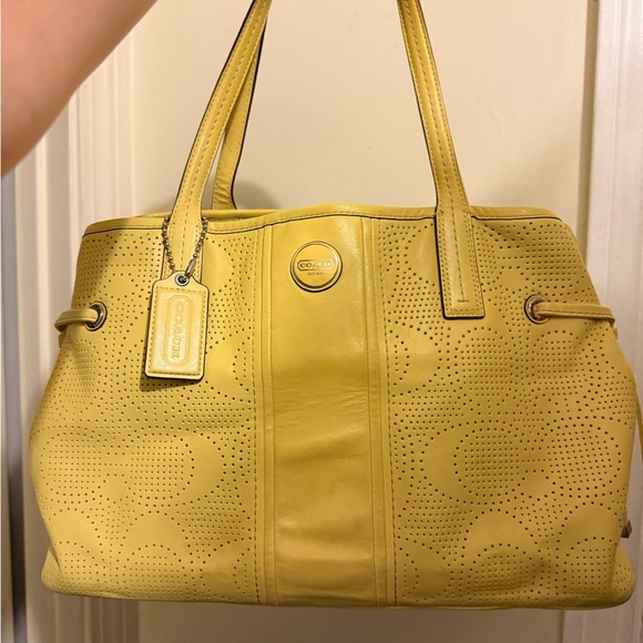 Coach | Bags | Coach Yellow Smooth Leather Tote Bag | Poshmark